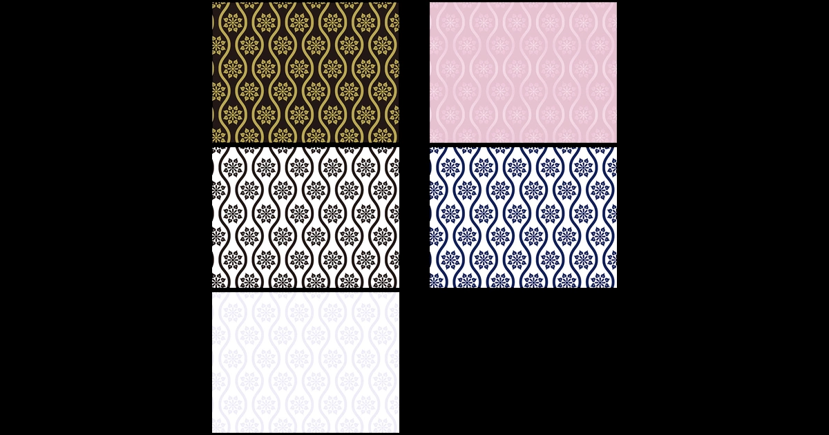 Set of 5 Floral and Tatewaku Pattern Background Illustrations and ...